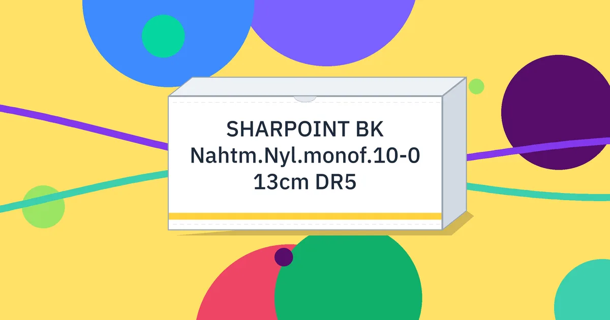 Symbolbild: Packung mit der Aufschrift SHARPOINT BK Nahtm.Nyl.monof.10-0 13cm DR5 (PZN 17983722) – Verfügbarkeit und Bezug in Apotheken in Frankfurt am Main