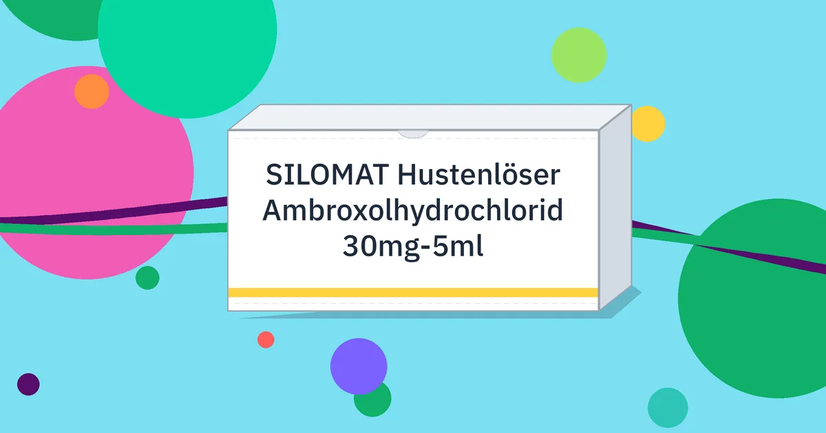 Symbolbild: Packung mit der Aufschrift SILOMAT Hustenlöser Ambroxolhydrochlorid 30mg-5ml (PZN 18892559) – Verfügbarkeit und Bezug in Apotheken in Frankfurt am Main