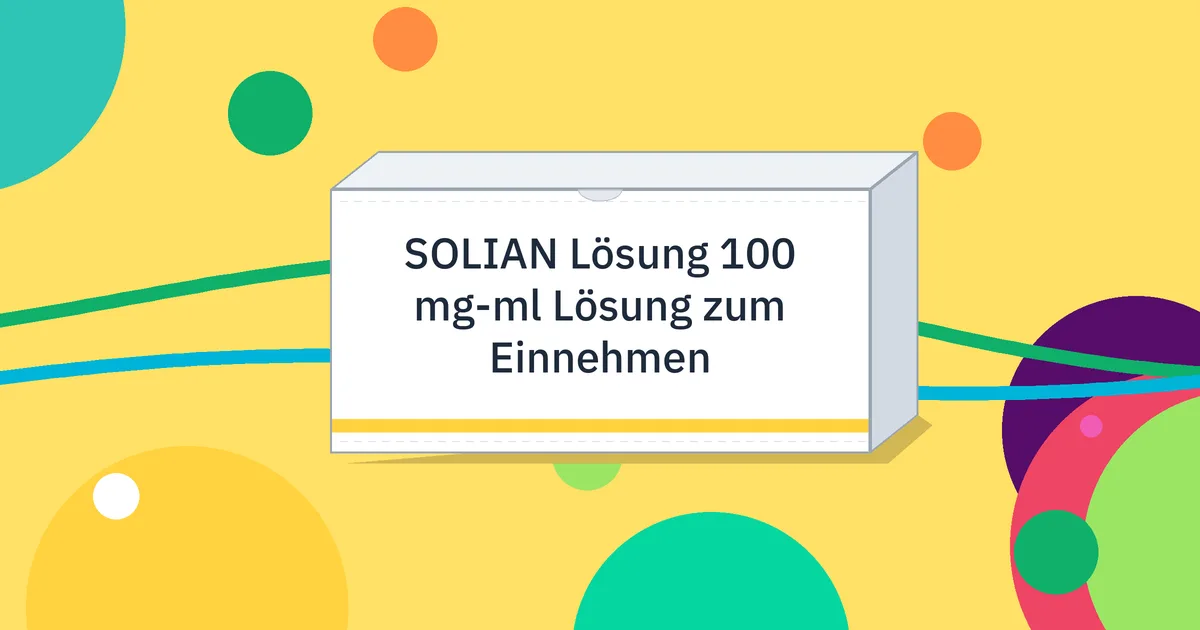 Symbolbild: Packung mit der Aufschrift SOLIAN Lösung 100 mg-ml Lösung zum Einnehmen (PZN 17983320) – Verfügbarkeit und Bezug in Apotheken in Frankfurt am Main