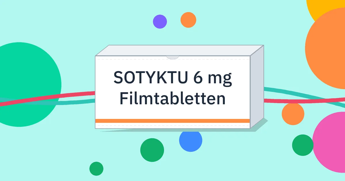 Symbolbild: Packung mit der Aufschrift SOTYKTU 6 mg Filmtabletten (PZN 19225486) – Verfügbarkeit und Bezug in Apotheken in Frankfurt am Main