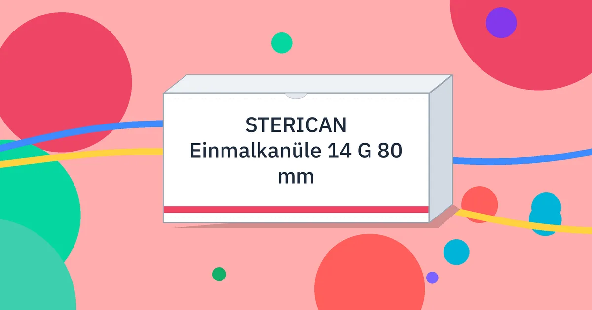 Symbolbild: Packung mit der Aufschrift STERICAN Einmalkanüle 14 G 80 mm (PZN 18746705) – Verfügbarkeit und Bezug in Apotheken in Frankfurt am Main