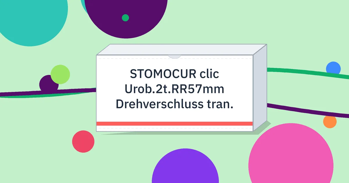Symbolbild: Packung mit der Aufschrift STOMOCUR clic Urob.2t.RR57mm Drehverschluss tran. (PZN 17554895) – Verfügbarkeit und Bezug in Apotheken in Frankfurt am Main