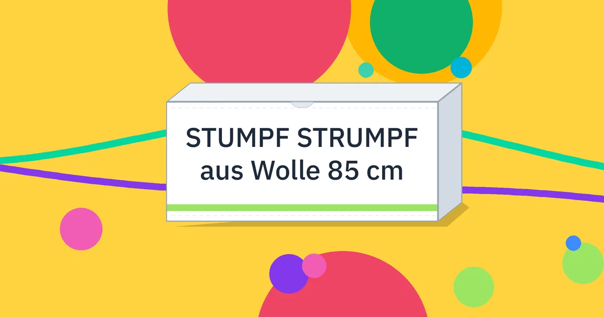 Symbolbild: Packung mit der Aufschrift STUMPF STRUMPF aus Wolle 85 cm (PZN 04865352) – Verfügbarkeit und Bezug in Apotheken in Frankfurt am Main