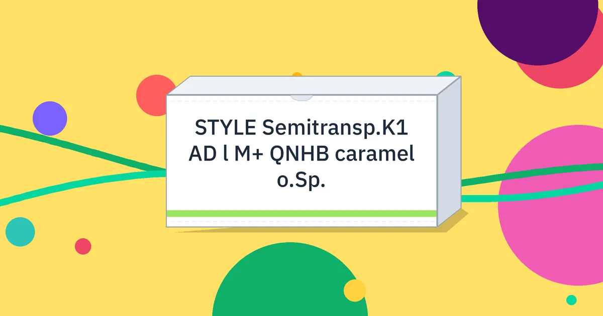 Symbolbild: Packung mit der Aufschrift STYLE Semitransp.K1 AD l M+ QNHB caramel o.Sp. (PZN 18869508) – Verfügbarkeit und Bezug in Apotheken in Frankfurt am Main