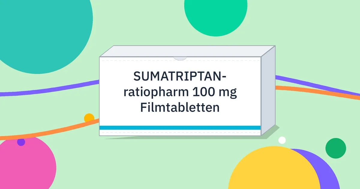Symbolbild: Packung mit der Aufschrift SUMATRIPTAN-ratiopharm 100 mg Filmtabletten (PZN 06643118) – Verfügbarkeit und Bezug in Apotheken in Frankfurt am Main