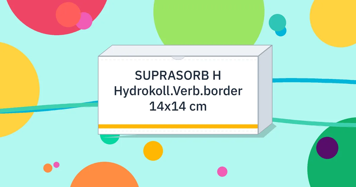 Symbolbild: Packung mit der Aufschrift SUPRASORB H Hydrokoll.Verb.border 14x14 cm (PZN 16261493) – Verfügbarkeit und Bezug in Apotheken in Frankfurt am Main