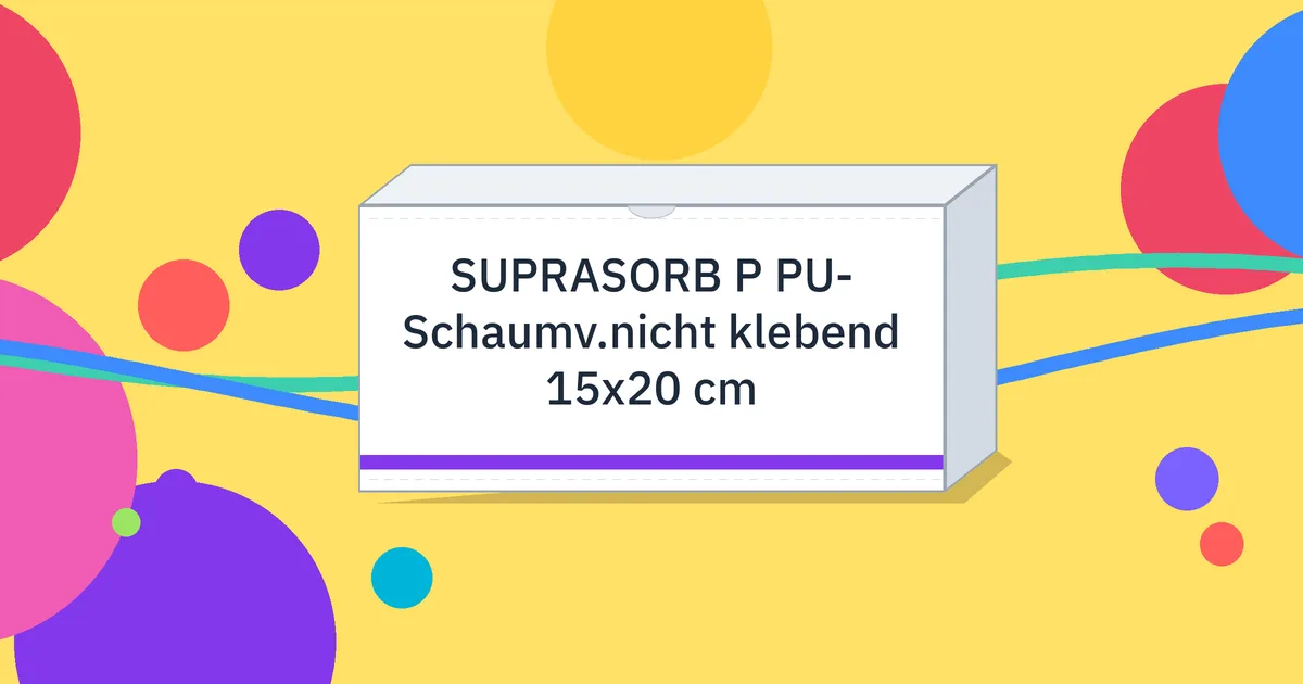 Symbolbild: Packung mit der Aufschrift SUPRASORB P PU-Schaumv.nicht klebend 15x20 cm (PZN 16123673) – Verfügbarkeit und Bezug in Apotheken in Frankfurt am Main