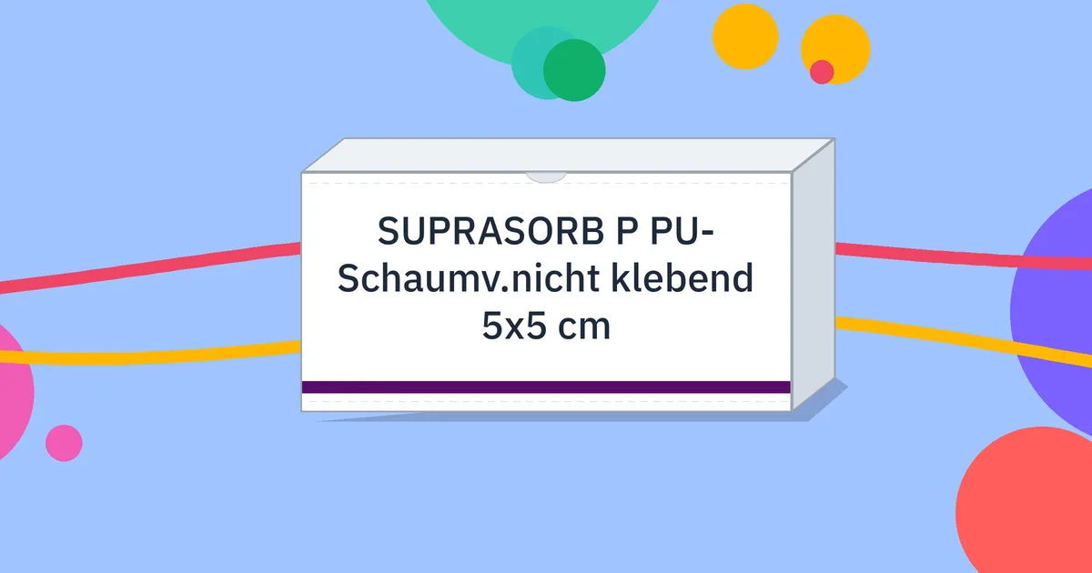 Symbolbild: Packung mit der Aufschrift SUPRASORB P PU-Schaumv.nicht klebend 5x5 cm (PZN 12519210) – Verfügbarkeit und Bezug in Apotheken in Frankfurt am Main
