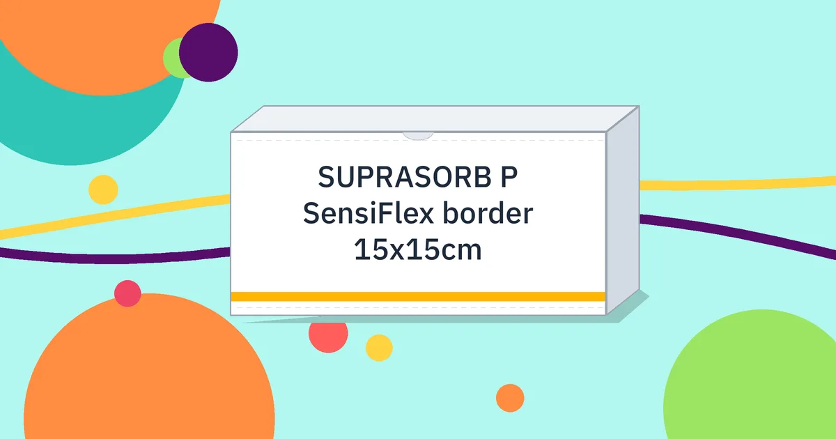 Symbolbild: Packung mit der Aufschrift SUPRASORB P SensiFlex border 15x15cm (PZN 20087865) – Verfügbarkeit und Bezug in Apotheken in Frankfurt am Main