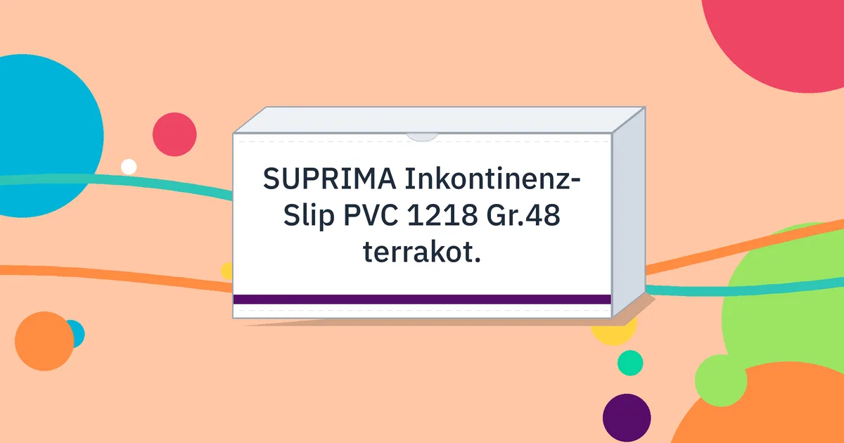 Symbolbild: Packung mit der Aufschrift SUPRIMA Inkontinenz-Slip PVC 1218 Gr.48 terrakot. (PZN 02589497) – Verfügbarkeit und Bezug in Apotheken in Frankfurt am Main