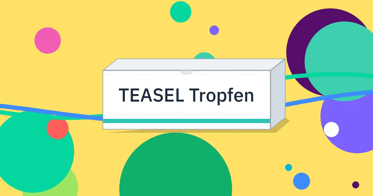 Symbolbild: Packung mit der Aufschrift TEASEL Tropfen (PZN 19815621) – Verfügbarkeit und Bezug in Apotheken in Frankfurt am Main