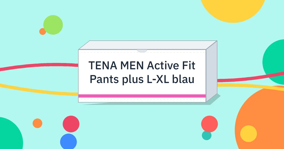 Symbolbild: Packung mit der Aufschrift TENA MEN Active Fit Pants plus L-XL blau (PZN 19879934) – Verfügbarkeit und Bezug in Apotheken in Frankfurt am Main