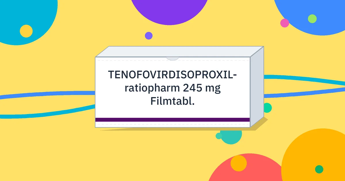 Symbolbild: Packung mit der Aufschrift TENOFOVIRDISOPROXIL-ratiopharm 245 mg Filmtabl. (PZN 12562306) – Verfügbarkeit und Bezug in Apotheken in Frankfurt am Main