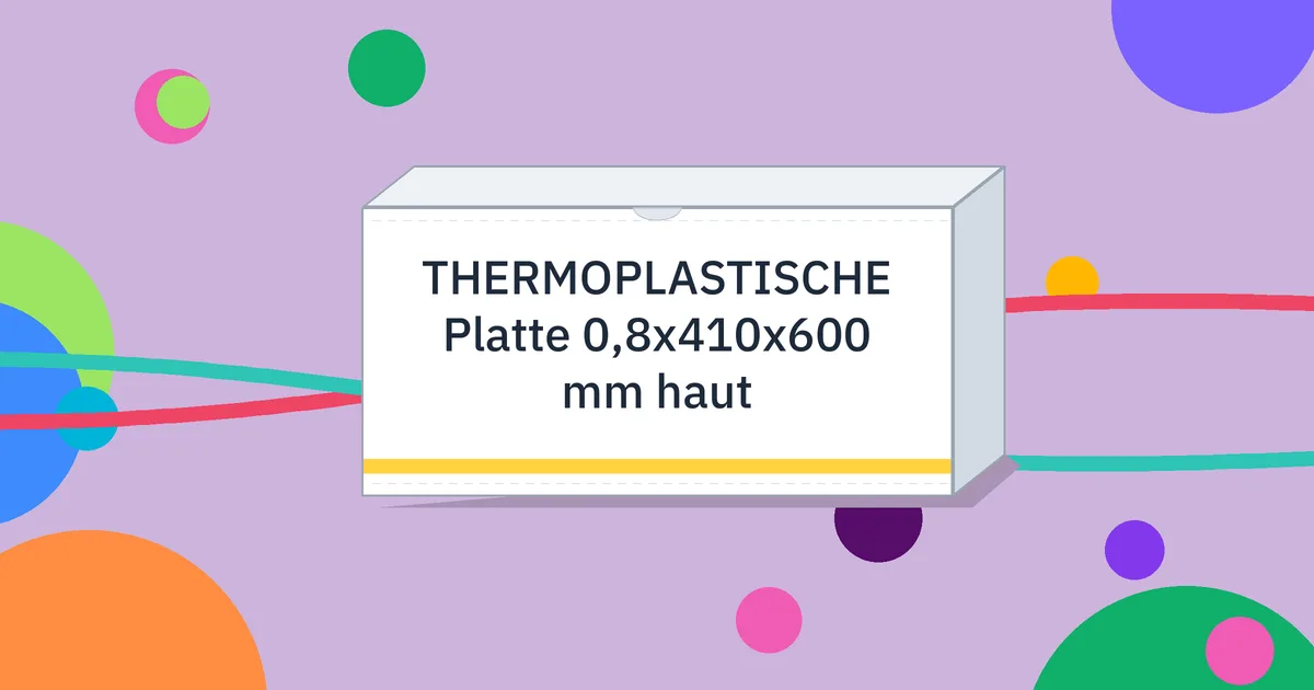 Symbolbild: Packung mit der Aufschrift THERMOPLASTISCHE Platte 0,8x410x600 mm haut (PZN 11549829) – Verfügbarkeit und Bezug in Apotheken in Frankfurt am Main
