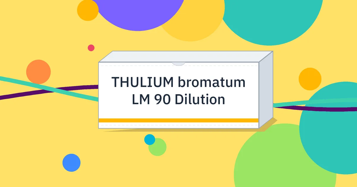 Symbolbild: Packung mit der Aufschrift THULIUM bromatum LM 90 Dilution (PZN 13691454) – Verfügbarkeit und Bezug in Apotheken in Frankfurt am Main