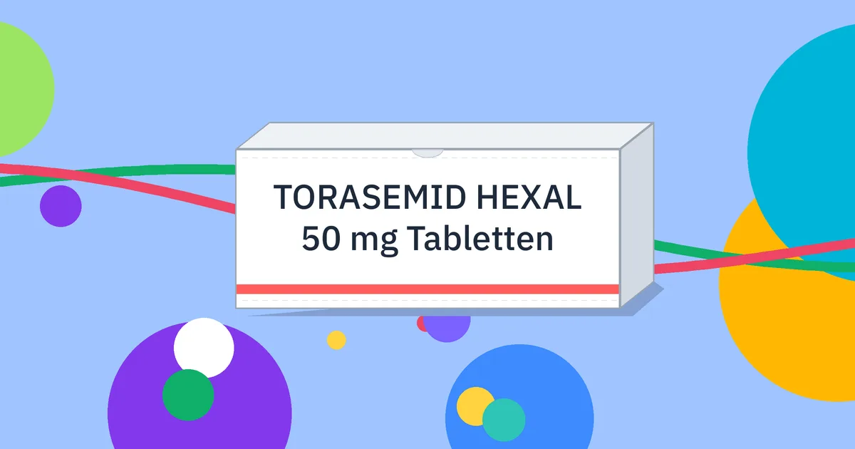 Symbolbild: Packung mit der Aufschrift TORASEMID HEXAL 50 mg Tabletten (PZN 03650307) – Verfügbarkeit und Bezug in Apotheken in Frankfurt am Main