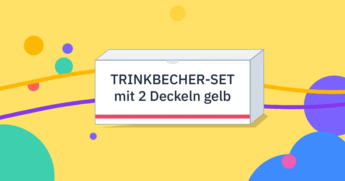 Symbolbild: Packung mit der Aufschrift TRINKBECHER-SET mit 2 Deckeln gelb (PZN 02667027) – Verfügbarkeit und Bezug in Apotheken in Frankfurt am Main