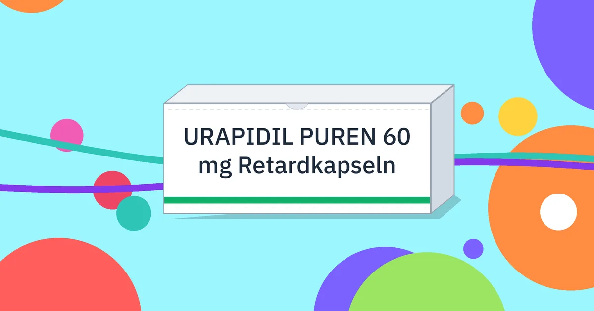 Symbolbild: Packung mit der Aufschrift URAPIDIL PUREN 60 mg Retardkapseln (PZN 16702543) – Verfügbarkeit und Bezug in Apotheken in Frankfurt am Main
