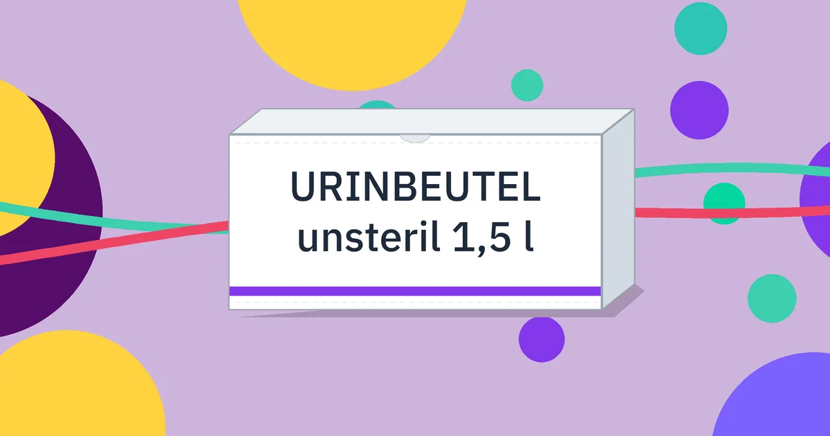 Symbolbild: Packung mit der Aufschrift URINBEUTEL unsteril 1,5 l (PZN 03140670) – Verfügbarkeit und Bezug in Apotheken in Frankfurt am Main