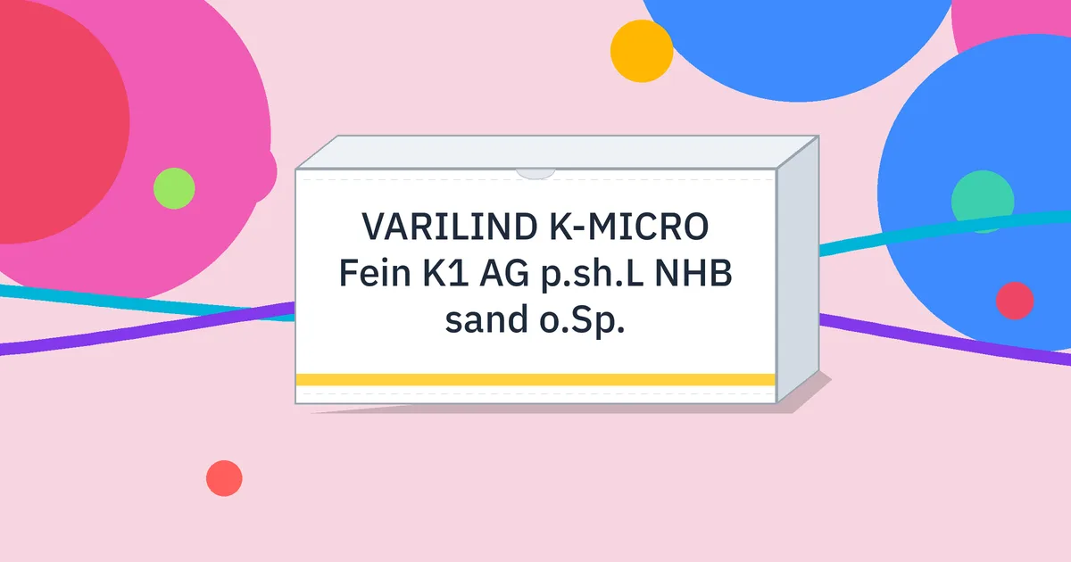 Symbolbild: Packung mit der Aufschrift VARILIND K-MICRO Fein K1 AG p.sh.L NHB sand o.Sp. (PZN 20554663) – Verfügbarkeit und Bezug in Apotheken in Frankfurt am Main