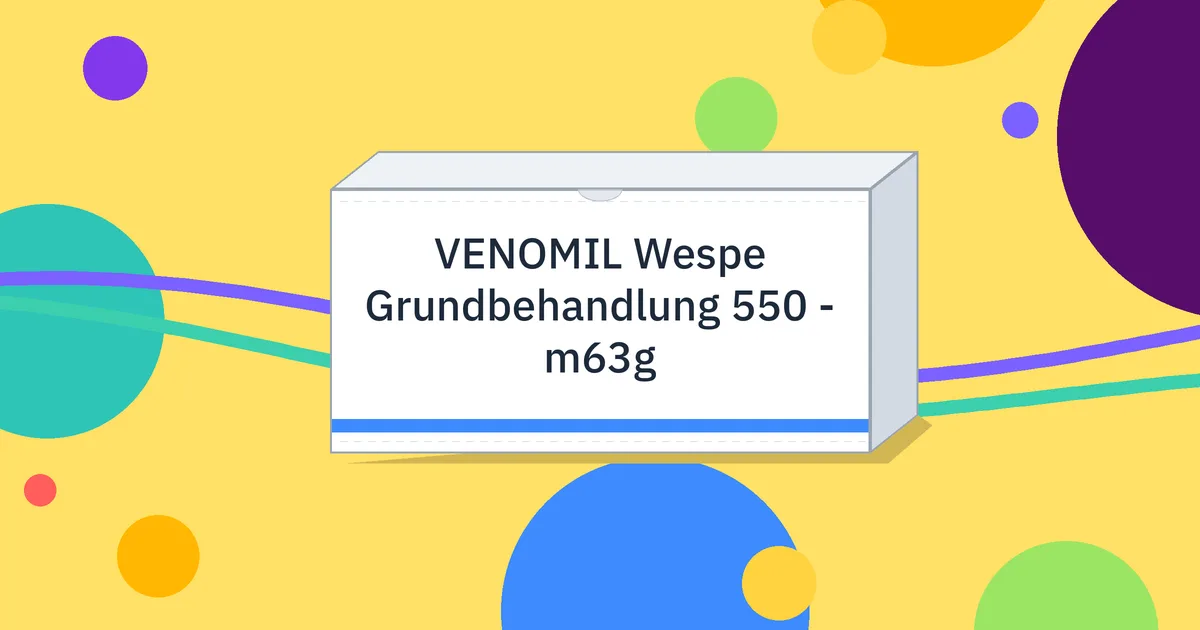 Symbolbild: Packung mit der Aufschrift VENOMIL Wespe Grundbehandlung 550 -m63g (PZN 03006641) – Verfügbarkeit und Bezug in Apotheken in Frankfurt am Main