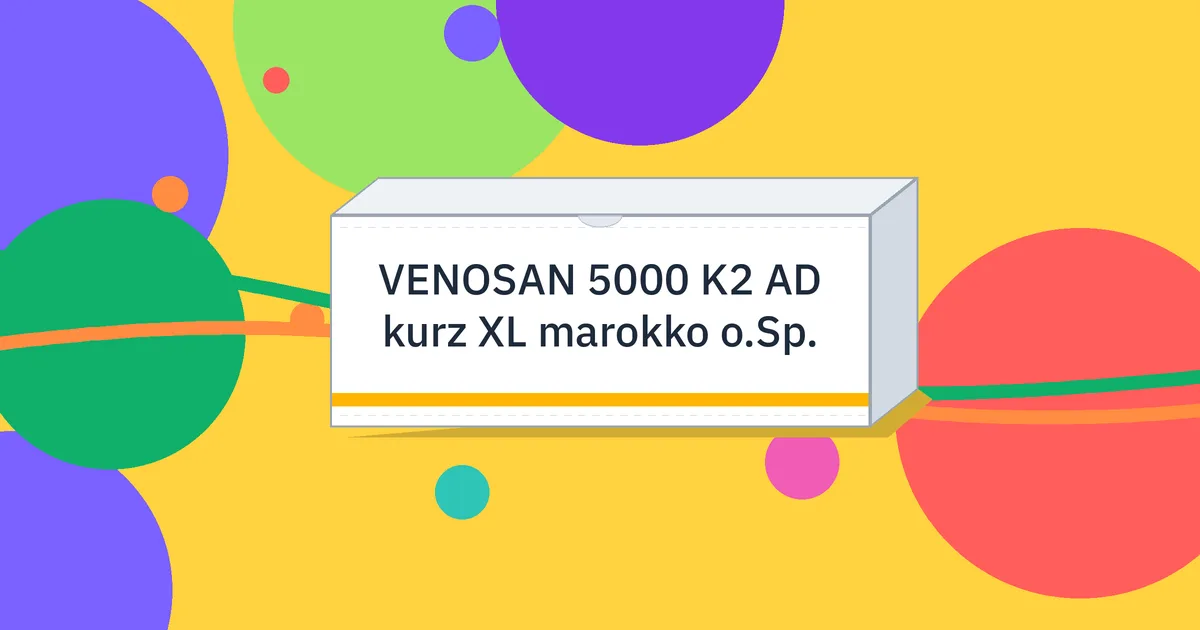 Symbolbild: Packung mit der Aufschrift VENOSAN 5000 K2 AD kurz XL marokko o.Sp. (PZN 14431643) – Verfügbarkeit und Bezug in Apotheken in Frankfurt am Main