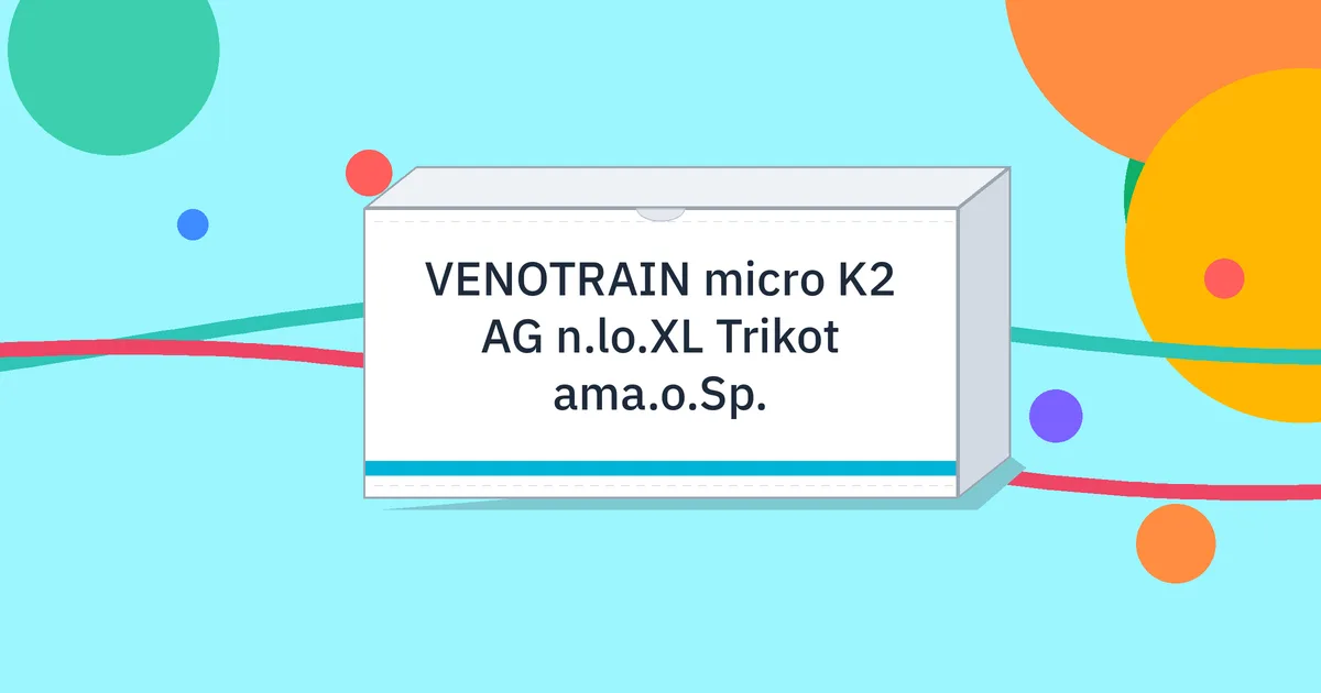Symbolbild: Packung mit der Aufschrift VENOTRAIN micro K2 AG n.lo.XL Trikot ama.o.Sp. (PZN 05712805) – Verfügbarkeit und Bezug in Apotheken in Frankfurt am Main