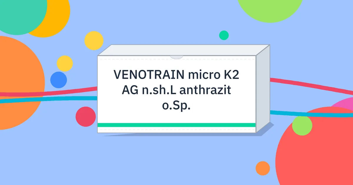 Symbolbild: Packung mit der Aufschrift VENOTRAIN micro K2 AG n.sh.L anthrazit o.Sp. (PZN 11061832) – Verfügbarkeit und Bezug in Apotheken in Frankfurt am Main