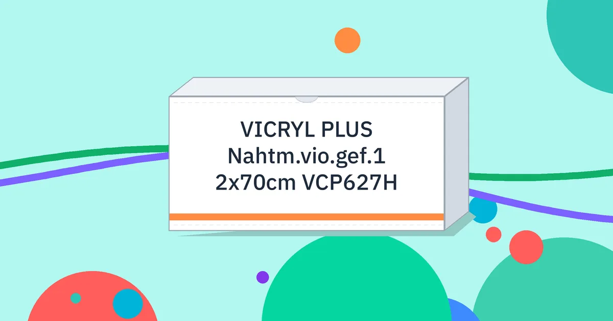 Symbolbild: Packung mit der Aufschrift VICRYL PLUS Nahtm.vio.gef.1 2x70cm VCP627H (PZN 20390581) – Verfügbarkeit und Bezug in Apotheken in Frankfurt am Main