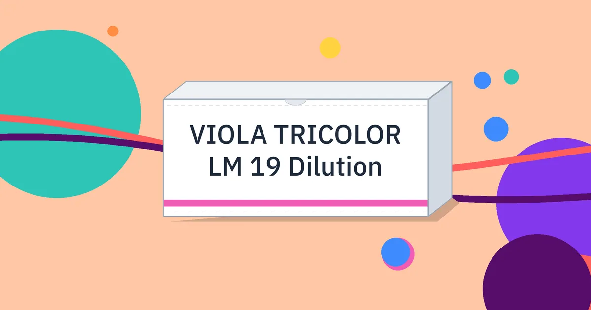 Symbolbild: Packung mit der Aufschrift VIOLA TRICOLOR LM 19 Dilution (PZN 13276241) – Verfügbarkeit und Bezug in Apotheken in Frankfurt am Main
