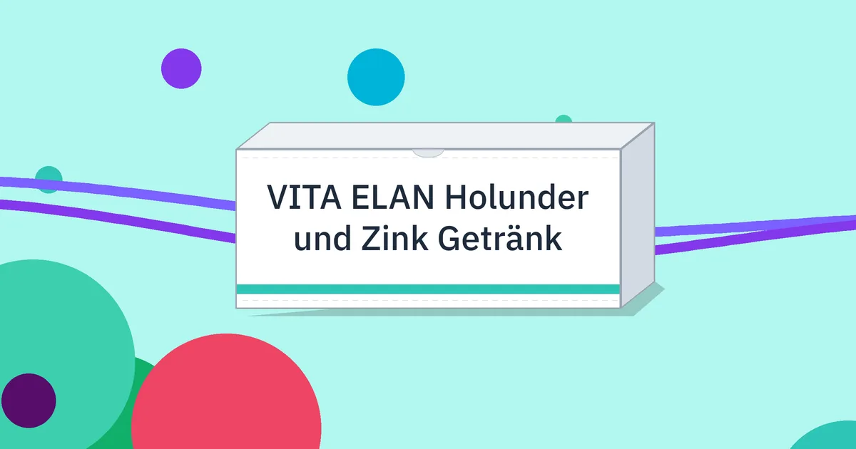 Symbolbild: Packung mit der Aufschrift VITA ELAN Holunder und Zink Getränk (PZN 03025644) – Verfügbarkeit und Bezug in Apotheken in Frankfurt am Main