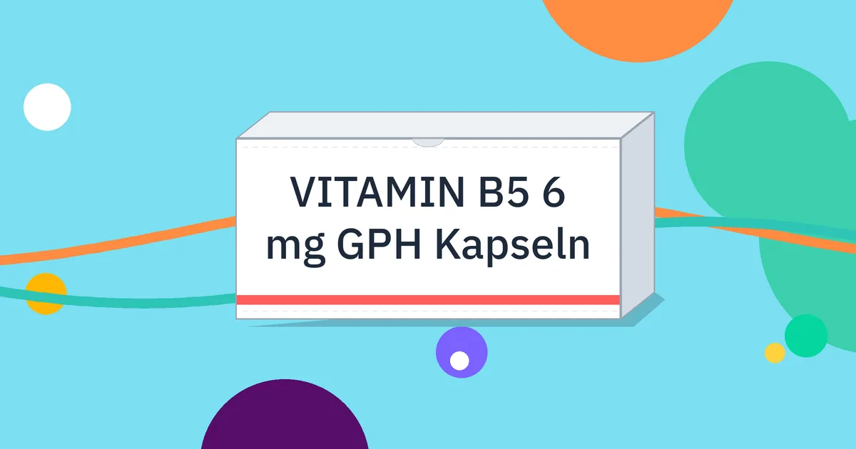 Symbolbild: Packung mit der Aufschrift VITAMIN B5 6 mg GPH Kapseln (PZN 09323271) – Verfügbarkeit und Bezug in Apotheken in Frankfurt am Main