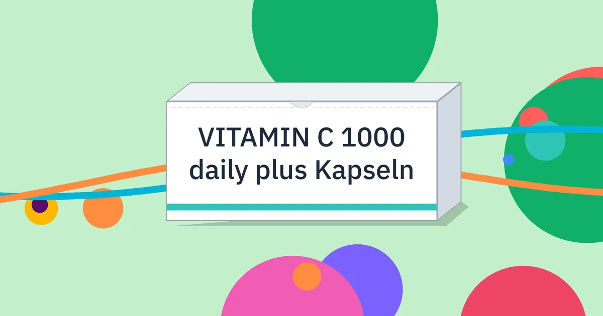 Symbolbild: Packung mit der Aufschrift VITAMIN C 1000 daily plus Kapseln (PZN 15389788) – Verfügbarkeit und Bezug in Apotheken in Frankfurt am Main