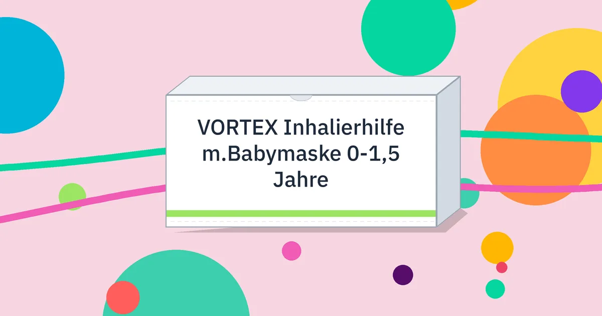 Symbolbild: Packung mit der Aufschrift VORTEX Inhalierhilfe m.Babymaske 0-1,5 Jahre (PZN 18908094) – Verfügbarkeit und Bezug in Apotheken in Frankfurt am Main