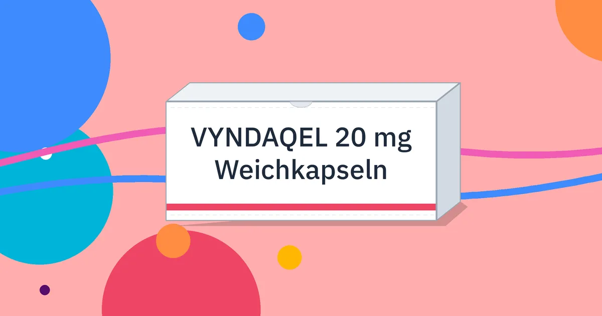 Symbolbild: Packung mit der Aufschrift VYNDAQEL 20 mg Weichkapseln (PZN 16392195) – Verfügbarkeit und Bezug in Apotheken in Frankfurt am Main