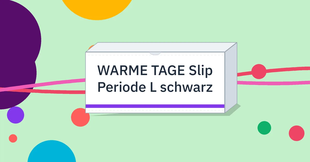 Symbolbild: Packung mit der Aufschrift WARME TAGE Slip Periode L schwarz (PZN 16127665) – Verfügbarkeit und Bezug in Apotheken in Frankfurt am Main