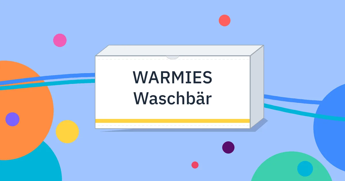 Symbolbild: Packung mit der Aufschrift WARMIES Waschbär (PZN 11684852) – Verfügbarkeit und Bezug in Apotheken in Frankfurt am Main