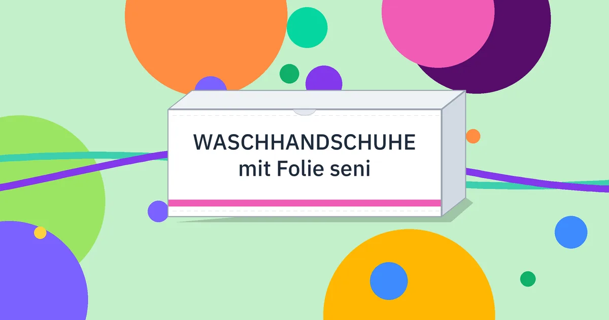 Symbolbild: Packung mit der Aufschrift WASCHHANDSCHUHE mit Folie seni (PZN 18472805) – Verfügbarkeit und Bezug in Apotheken in Frankfurt am Main