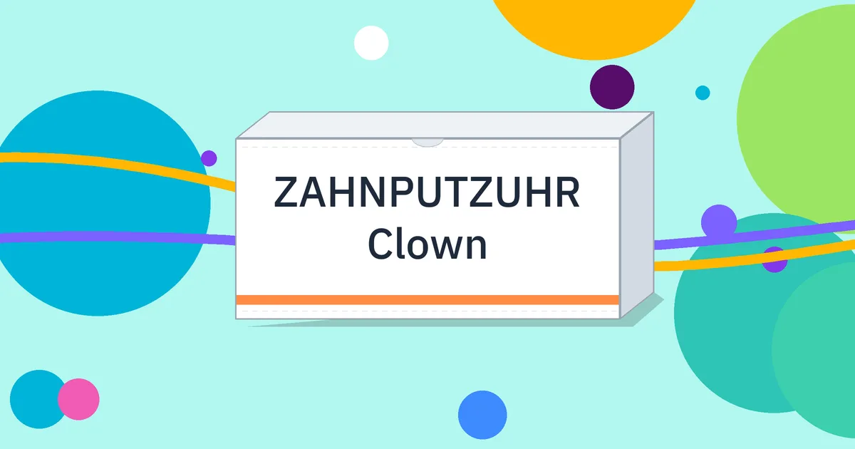 Symbolbild: Packung mit der Aufschrift ZAHNPUTZUHR Clown (PZN 10066715) – Verfügbarkeit und Bezug in Apotheken in Frankfurt am Main