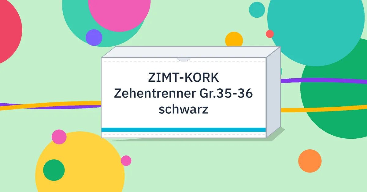 Symbolbild: Packung mit der Aufschrift ZIMT-KORK Zehentrenner Gr.35-36 schwarz (PZN 19265764) – Verfügbarkeit und Bezug in Apotheken in Frankfurt am Main