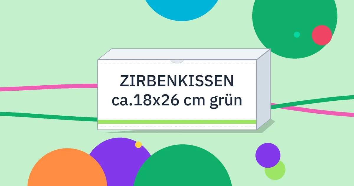 Symbolbild: Packung mit der Aufschrift ZIRBENKISSEN ca.18x26 cm grün (PZN 16619859) – Verfügbarkeit und Bezug in Apotheken in Frankfurt am Main