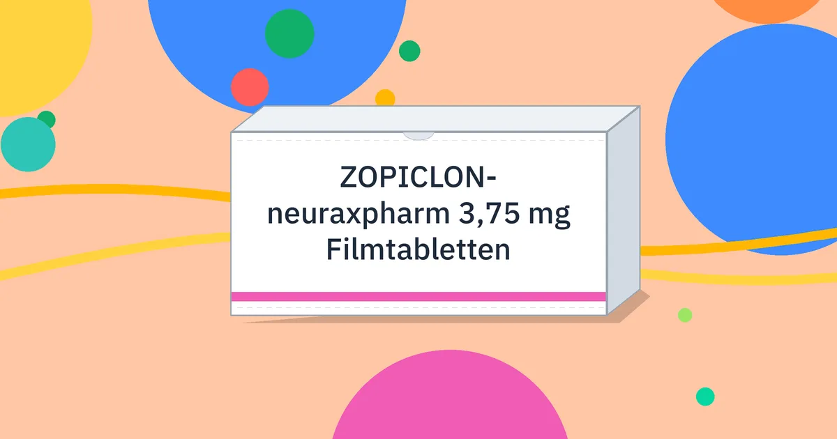 Symbolbild: Packung mit der Aufschrift ZOPICLON-neuraxpharm 3,75 mg Filmtabletten (PZN 00575812) – Verfügbarkeit und Bezug in Apotheken in Frankfurt am Main
