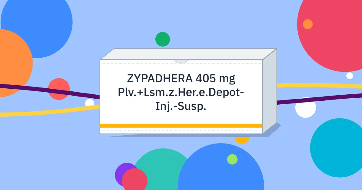 Symbolbild: Packung mit der Aufschrift ZYPADHERA 405 mg Plv.+Lsm.z.Her.e.Depot-Inj.-Susp. (PZN 16768602) – Verfügbarkeit und Bezug in Apotheken in Frankfurt am Main