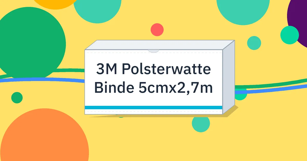 Symbolbild: Packung mit der Aufschrift 3M Polsterwatte Binde 5cmx2,7m (PZN 05866997) – Verfügbarkeit und Bezug in Apotheken in Frankfurt am Main