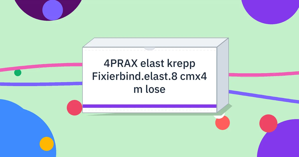 Symbolbild: Packung mit der Aufschrift 4PRAX elast krepp Fixierbind.elast.8 cmx4 m lose (PZN 20230133) – Verfügbarkeit und Bezug in Apotheken in Frankfurt am Main