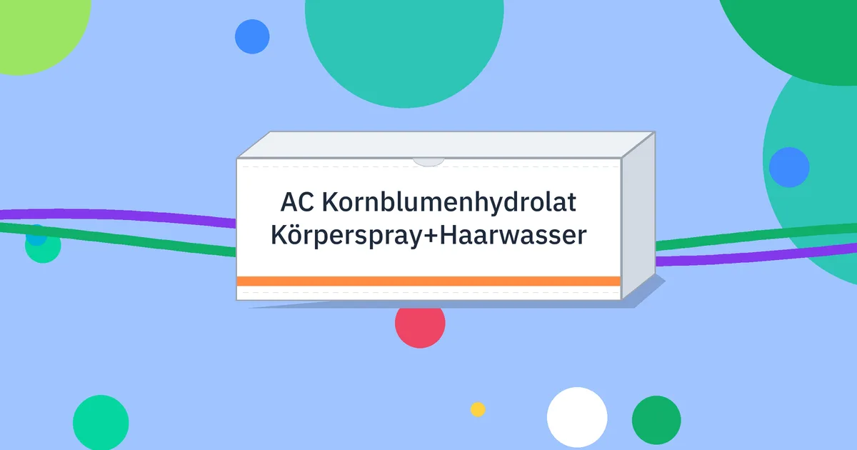 Symbolbild: Packung mit der Aufschrift AC Kornblumenhydrolat Körperspray+Haarwasser (PZN 17576388) – Verfügbarkeit und Bezug in Apotheken in Frankfurt am Main