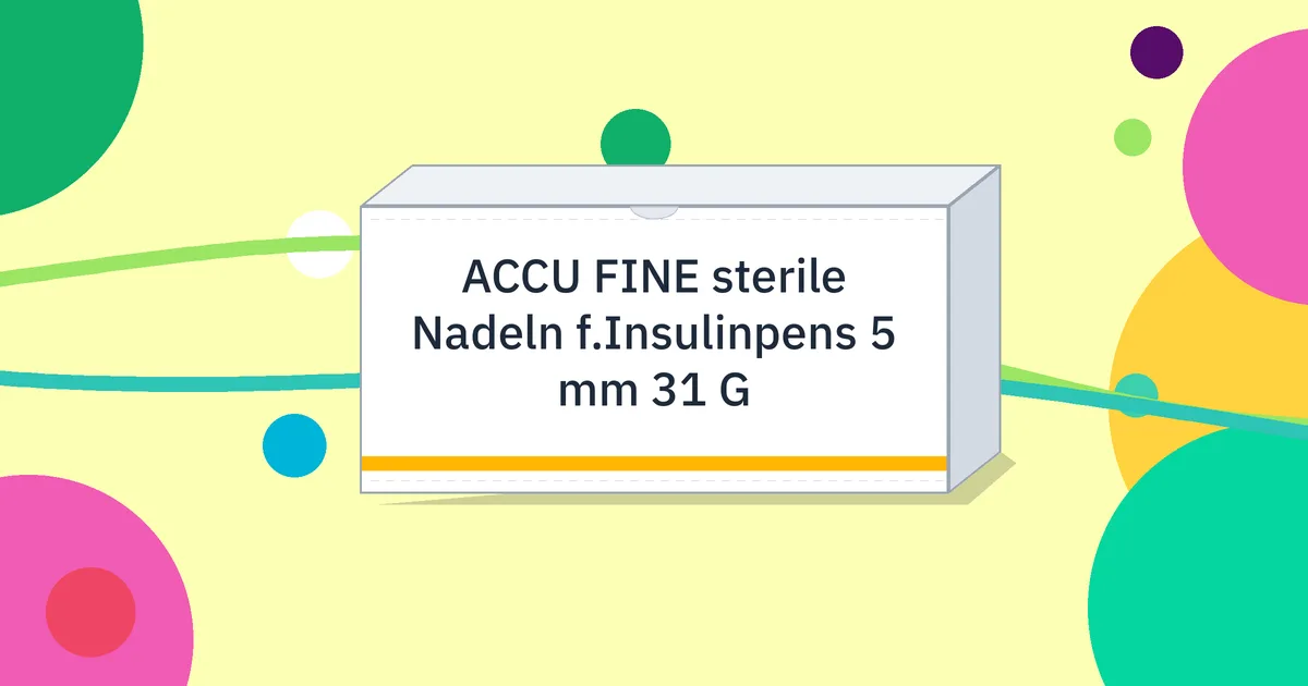 Symbolbild: Packung mit der Aufschrift ACCU FINE sterile Nadeln f.Insulinpens 5 mm 31 G (PZN 14201038) – Verfügbarkeit und Bezug in Apotheken in Frankfurt am Main