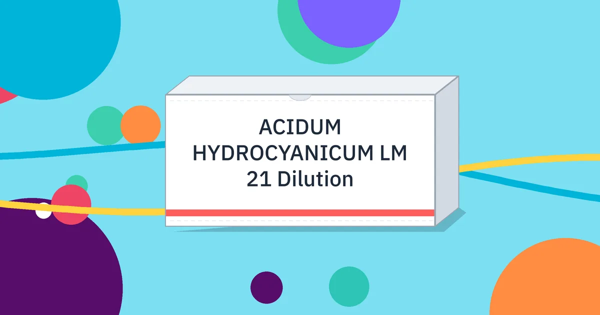 Symbolbild: Packung mit der Aufschrift ACIDUM HYDROCYANICUM LM 21 Dilution (PZN 13278524) – Verfügbarkeit und Bezug in Apotheken in Frankfurt am Main