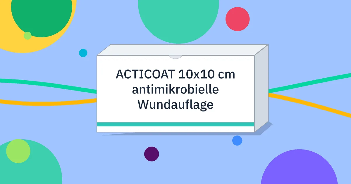 Symbolbild: Packung mit der Aufschrift ACTICOAT 10x10 cm antimikrobielle Wundauflage (PZN 02913319) – Verfügbarkeit und Bezug in Apotheken in Frankfurt am Main