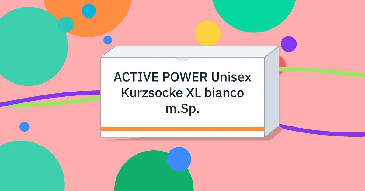 Symbolbild: Packung mit der Aufschrift ACTIVE POWER Unisex Kurzsocke XL bianco m.Sp. (PZN 16194414) – Verfügbarkeit und Bezug in Apotheken in Frankfurt am Main